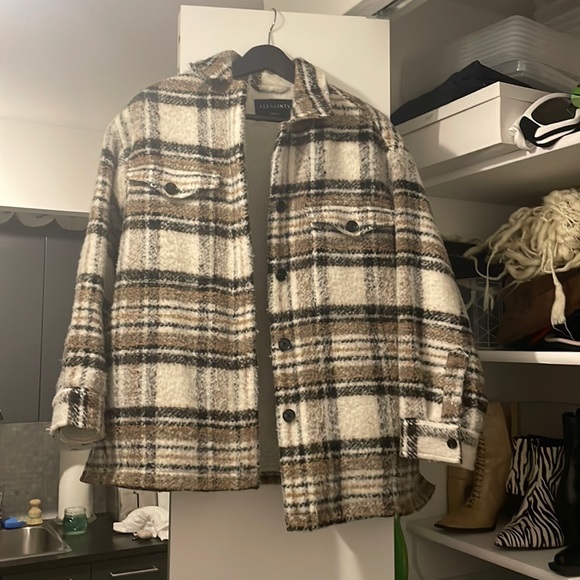 All Saints | Jackets & Coats | All Saints Plaid Teddy Jacket | Poshmark
